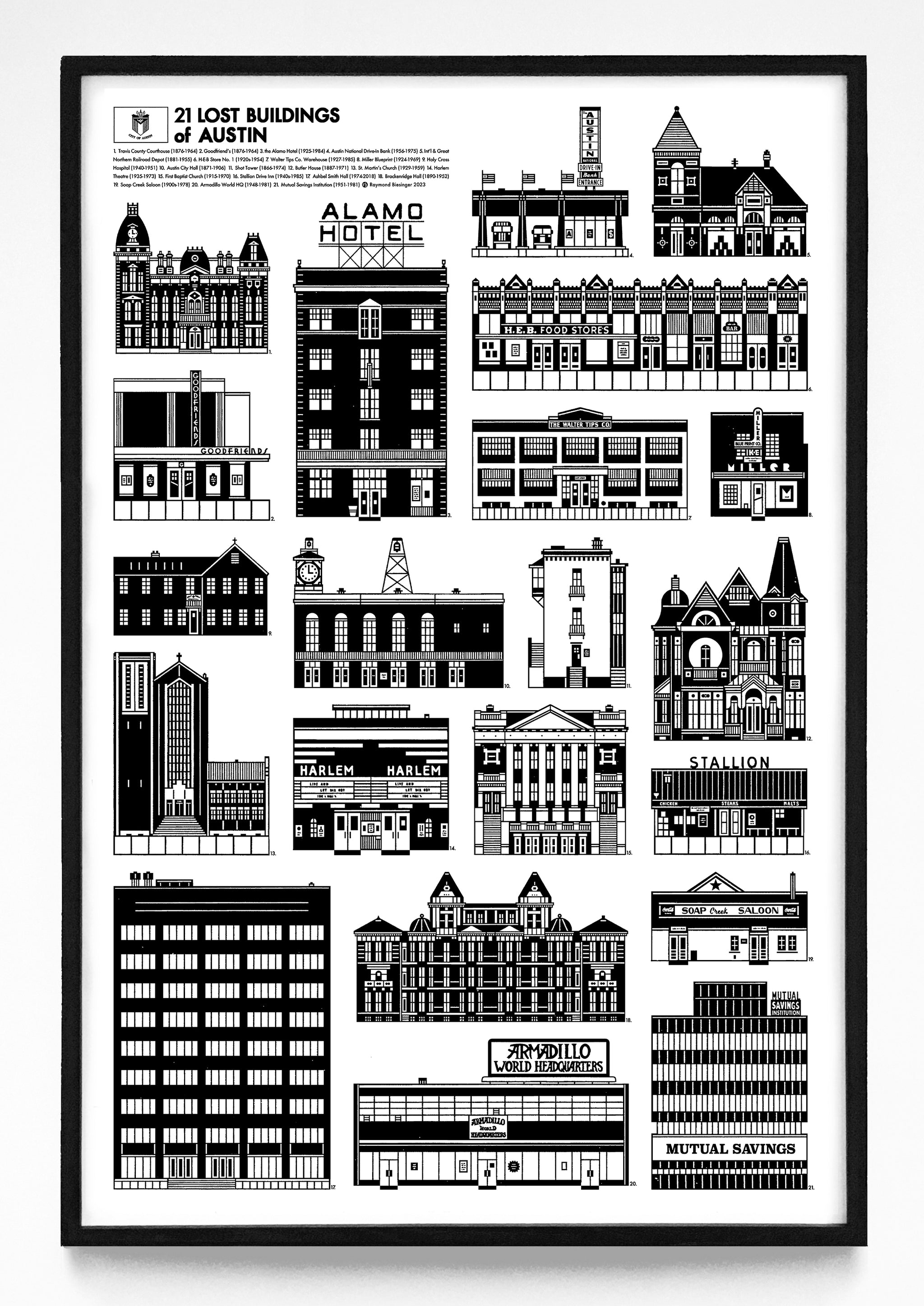 Lost Buildings print series – Raymond Biesinger Illustration