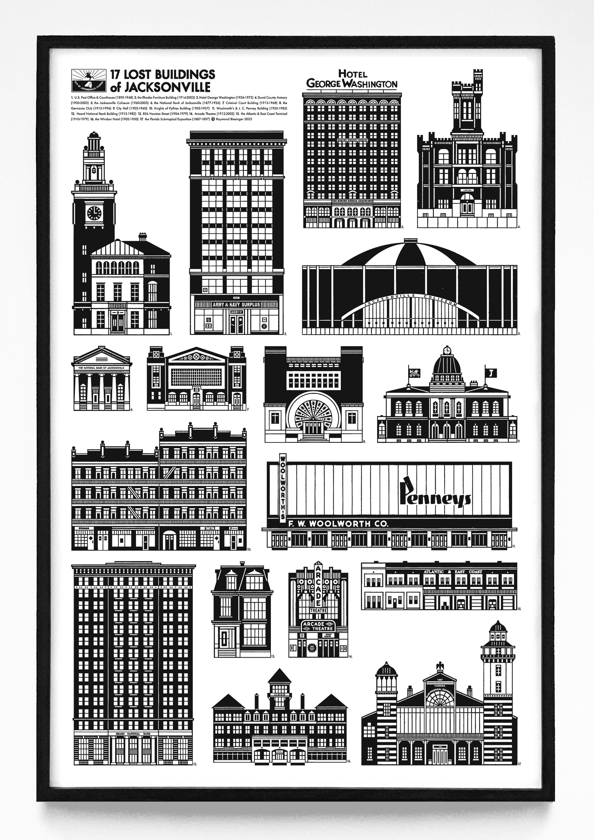 Lost Buildings print series – Raymond Biesinger Illustration