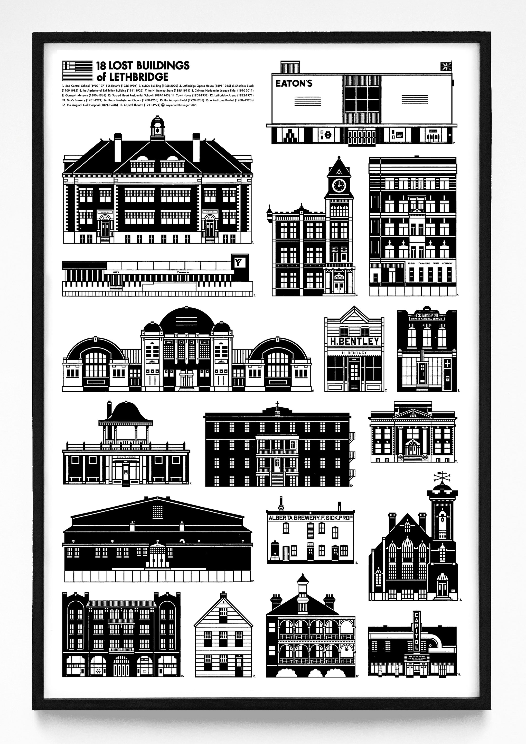 Lost Buildings of Canada print series – Raymond Biesinger Illustration